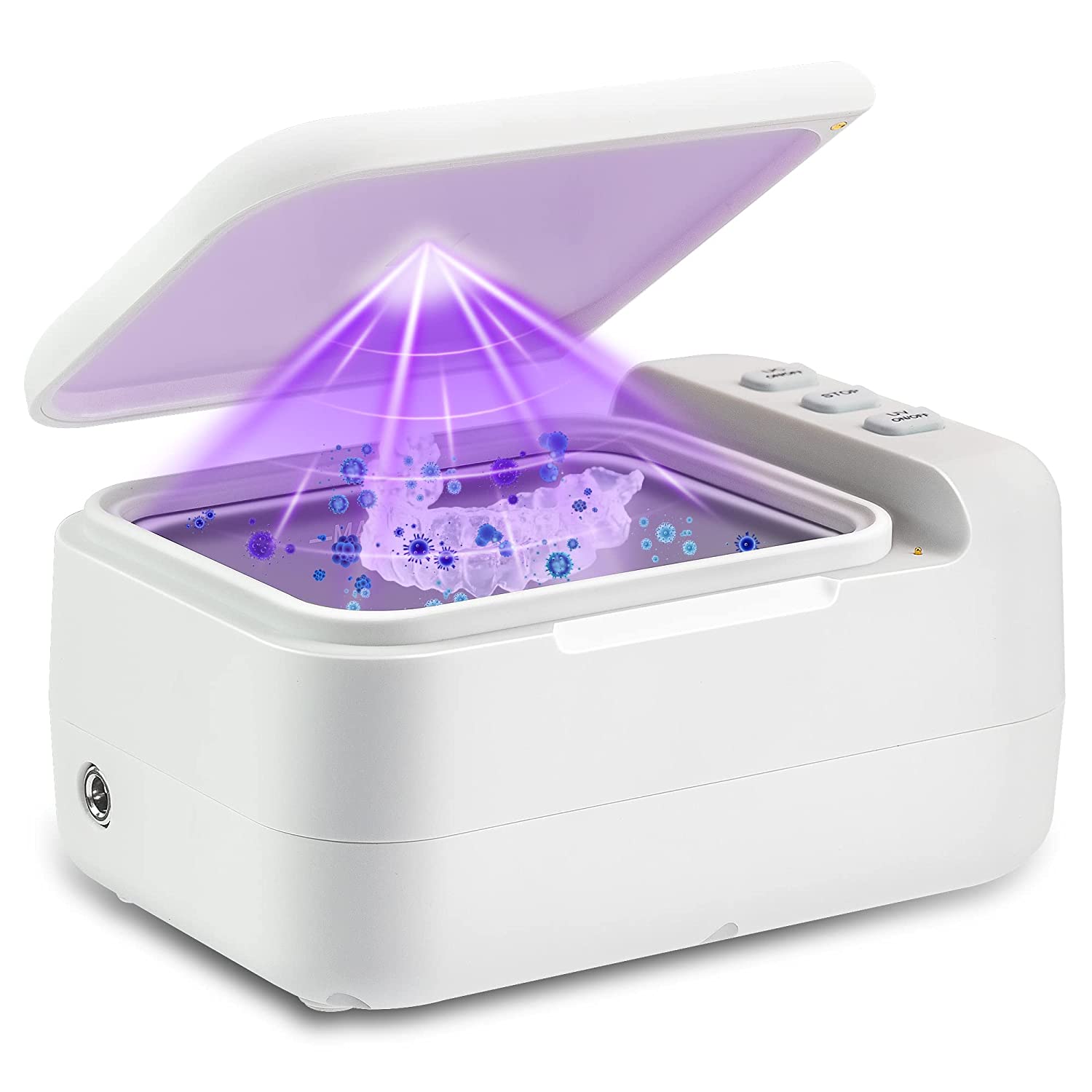 Ultrasonic Cleaner and UV Light Sanitizer, Denture Case, Night Mouth G ...